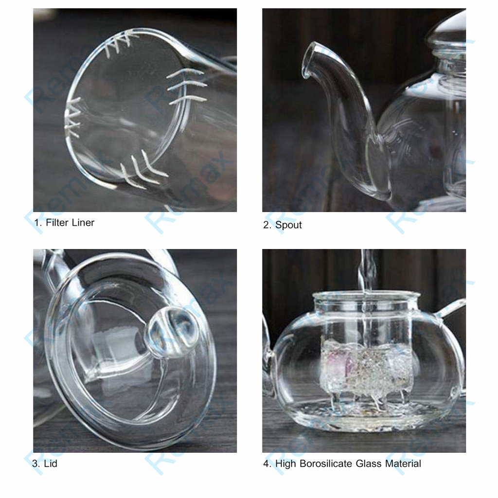 Thicken Flower Tea Pot Set Glass Teapot Set Heat Resistant Teapot + 6 ...