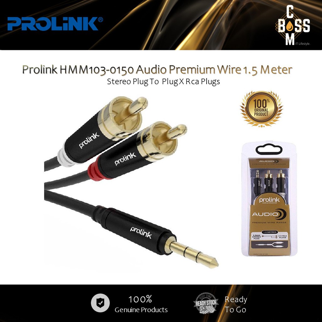 *Original* PROLINK AUDIO PREMIUM WIRE 1.5M CABLE 3.5MM STEREO PLUG TO X ...
