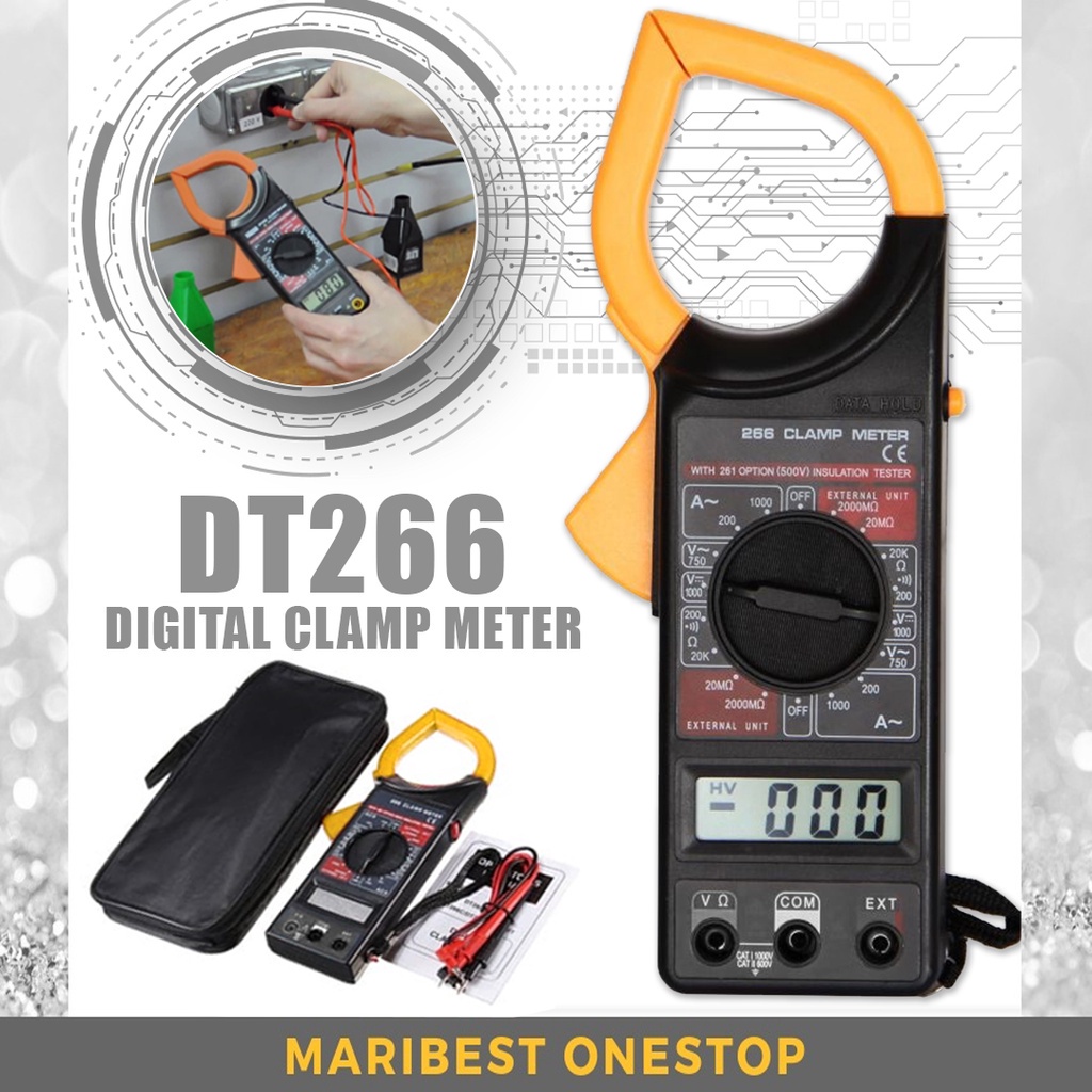 DT266 LCD Digital Clamp Meter AC Ammeter Digital Current Clamp Meter ...