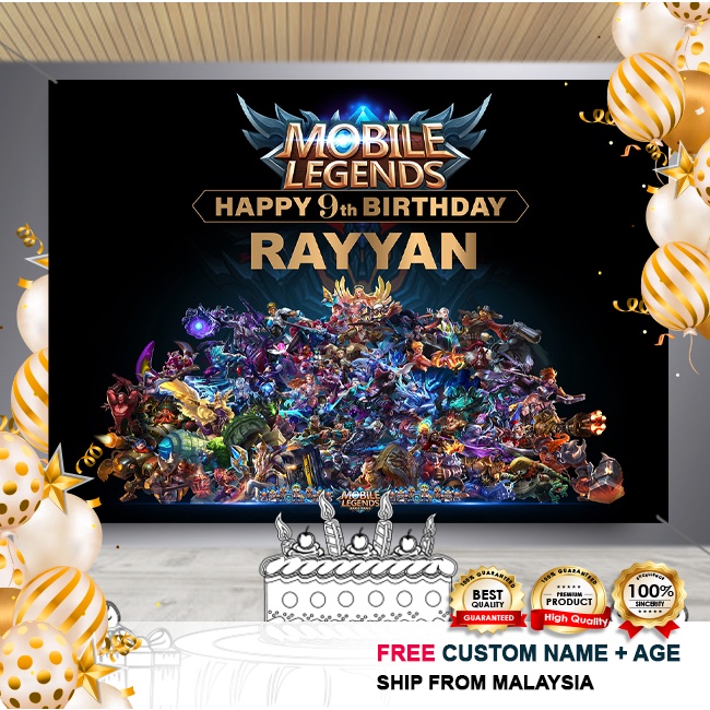 Birthday Banner / Birthday Backdrop / Hari Jadi - Mobile Legend ...
