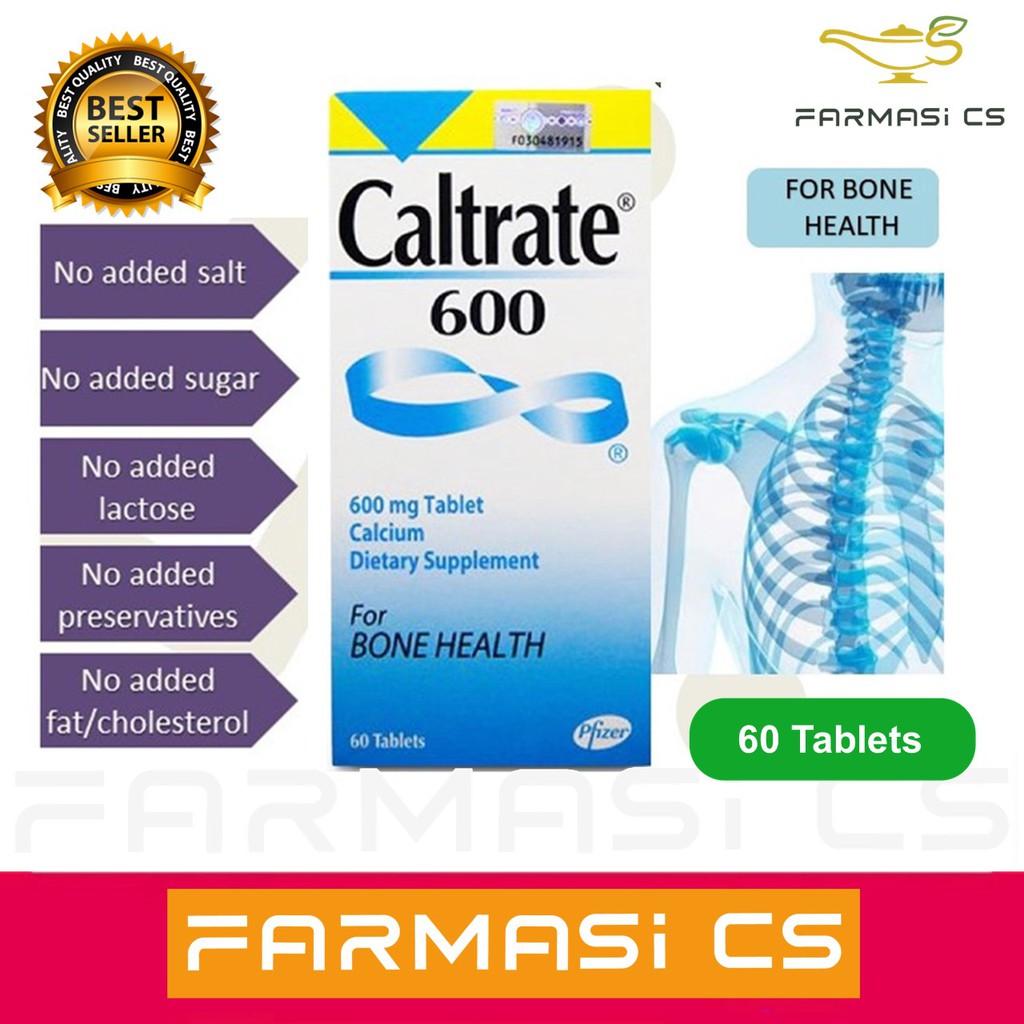 Caltrate 600 Calcium Dietary Supplement 600mg 60 Tablets Exp 05 2025