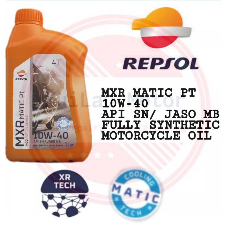 REPSOL MXR MATIC PT 10W40 FULLY SYNTHETIC (API SN/ JASO MB) | Shopee ...