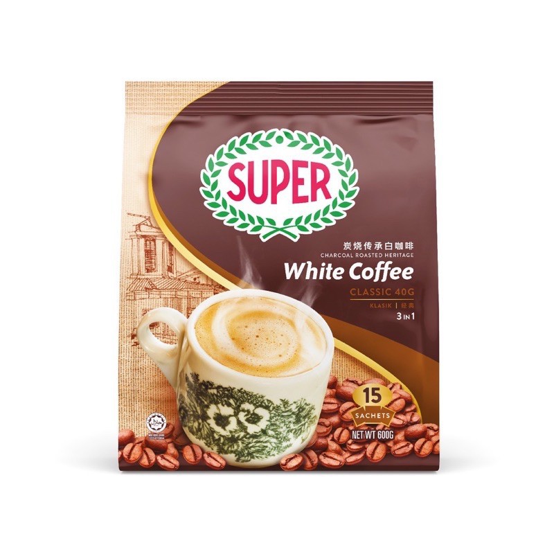 SUPER WHITE COFFEE 3IN1 CHARCOAL ROASTED - CLASSIC 35G x 15 SACHETS | Shopee Malaysia