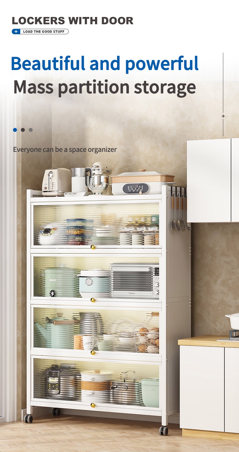 Kitchen Rack Cabinet with Door Rak Dapur Multifunctional Storage Rack ...