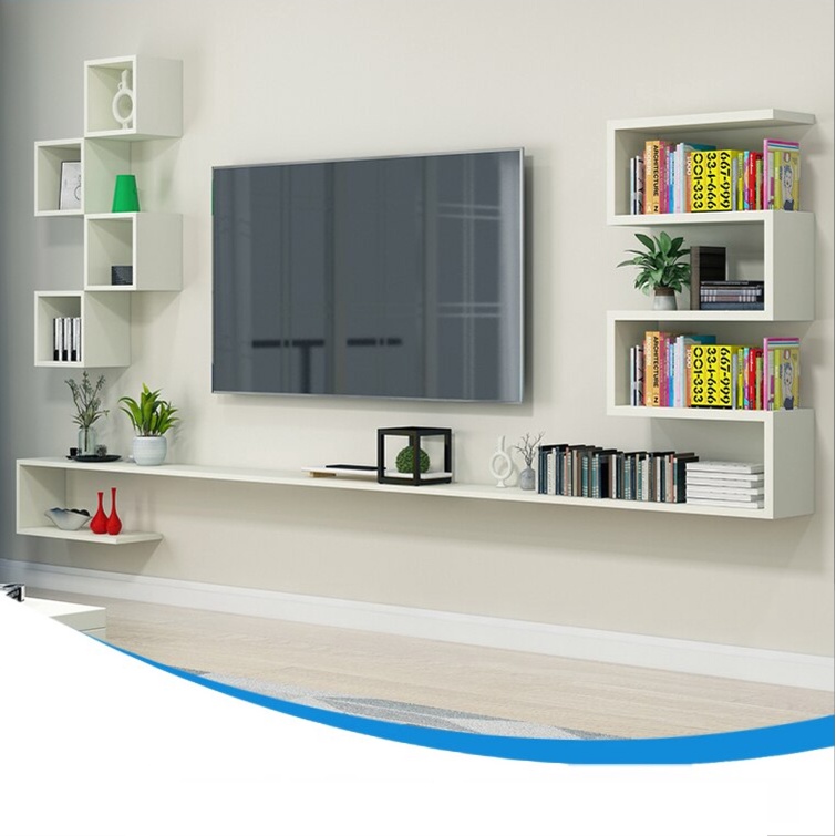 Kabinet TV gantung moden Wall rack Shelf decor floating TV Cabinet ...