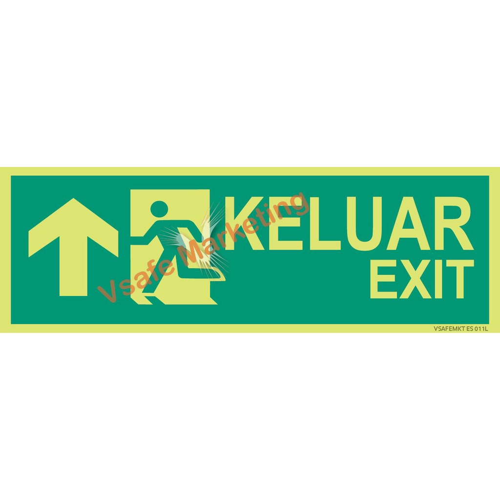Exit Keluar Escape Glow in the dark vinyl sticker safety signage with ...