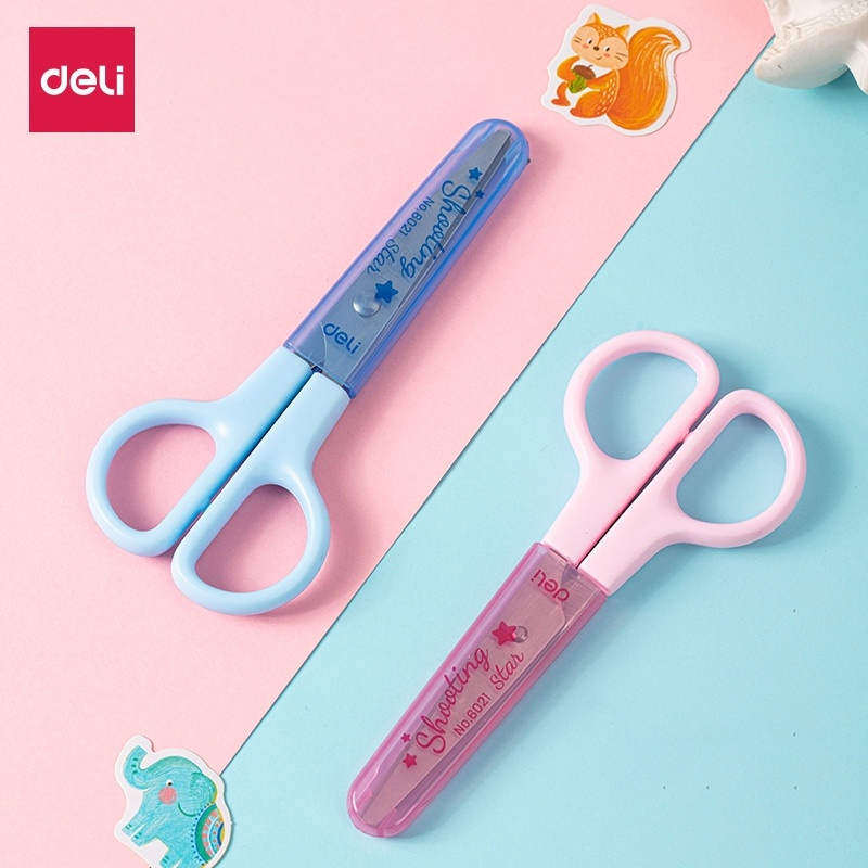 Deli Safety Scissors Round-headed Scissors For Kids Cutting Paper DIY ...