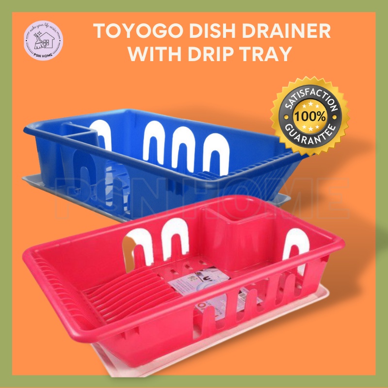 TOYOGO Dish Rack Drainer with Drip Tray Rak Pinggan Mangkuk Plastik ...