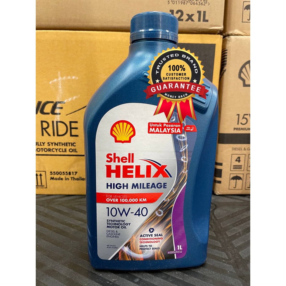 Shell Helix High Mileage 10W-40 Semi Synthetic Engine Oil (1L) | Shopee Malaysia