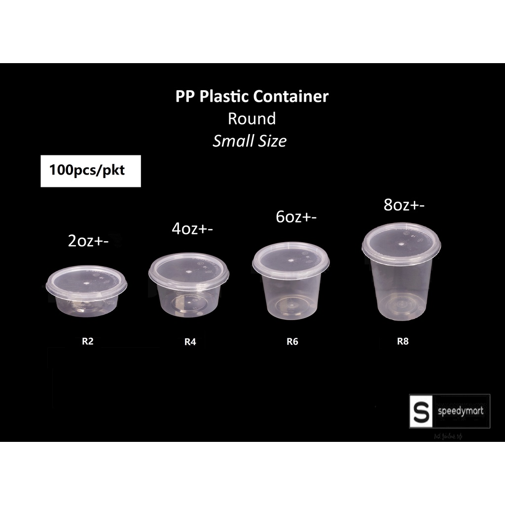 Bekas Plastik 100pcs 2oz 4oz 6oz 8oz - Small Size Round Container with ...