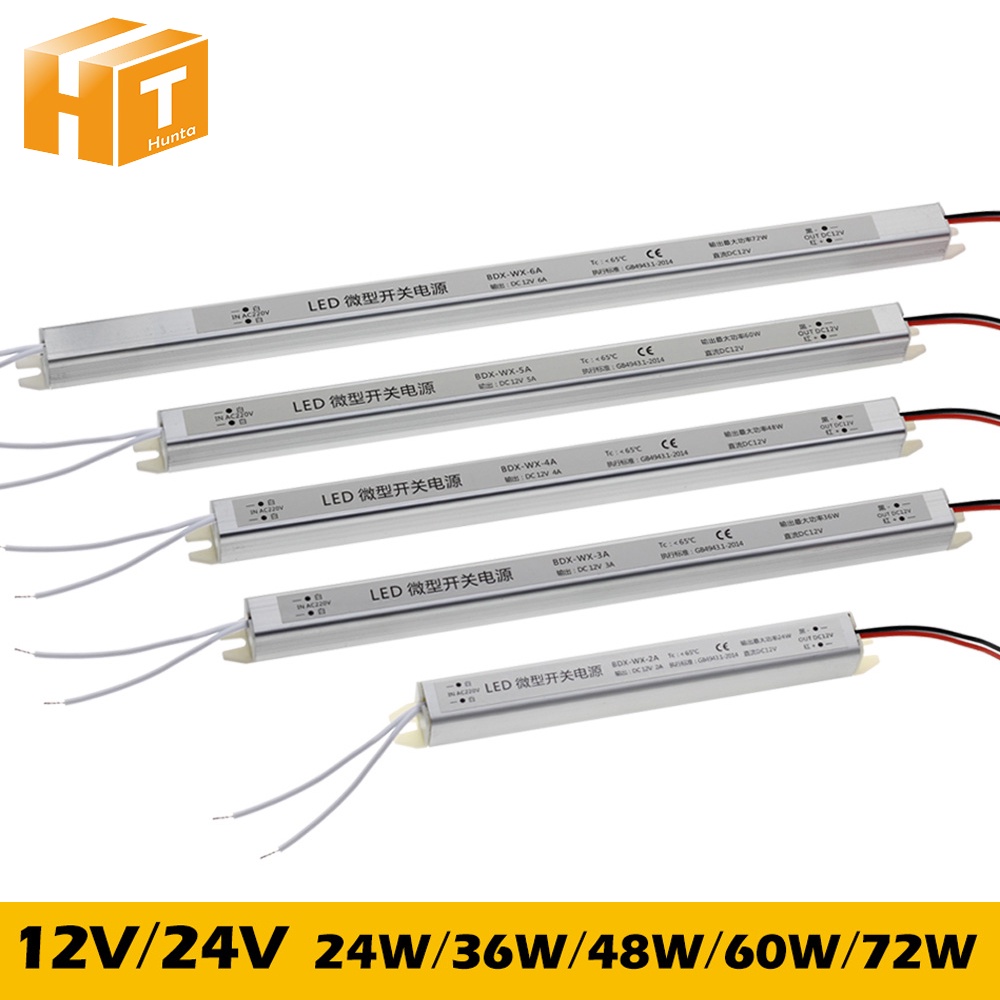Ultrathin Switching Power Supply DC12V 24V 24W 36W 48W 60W 72W AC220V Lighting Transformer 1.5A ...