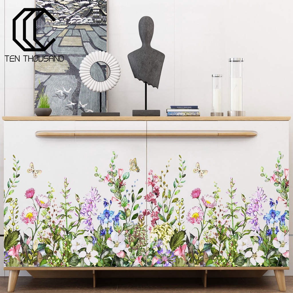 (New Sticker) 2Pcs Wall Stickers Floral Pattern Self-adhesive PVC Home ...