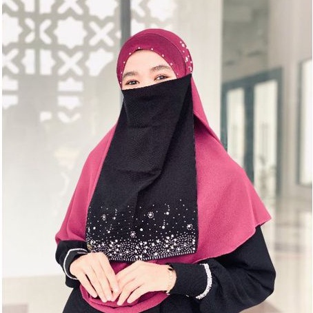 HITAM Special Arabic Chiffon Veil Black/Rope Veil/2-LAYER Rope Veil ...