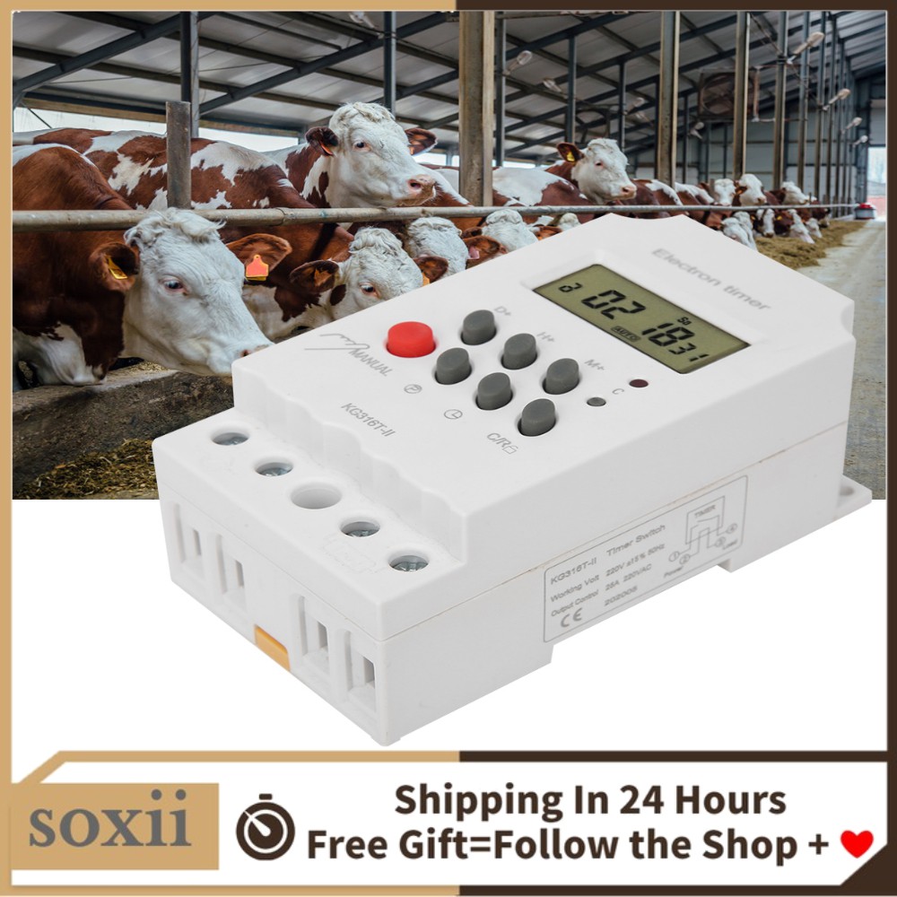 Soxii Microcomputer Time Control Switch KG316T‑II Digital Timer Controller with LCD Display for ...