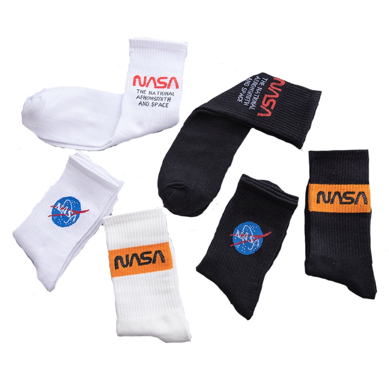 SM Sockings lelaki Wanita NASA Astronaut logo Series Alphabet Sports Long Socks (Readystock ...