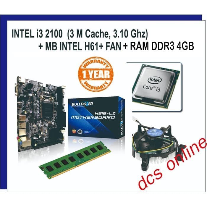 Core i3 2100 + MOTHERBOARD INTEL H61 BULLDOZER / QWERTY + 4GB / 8GB ...