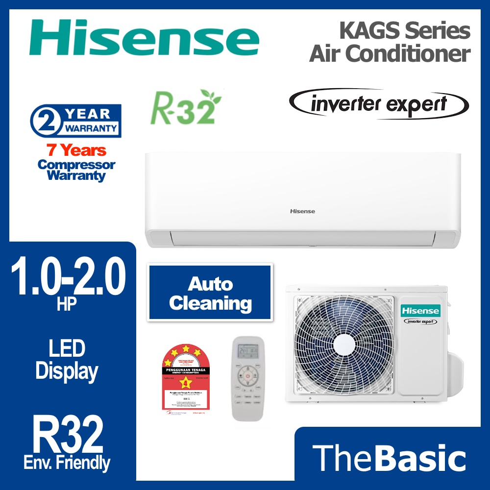 HISENSE AirCond R32 Inverter Expert Air Conditioner 1.0HP/1.5HP/2.0HP ...