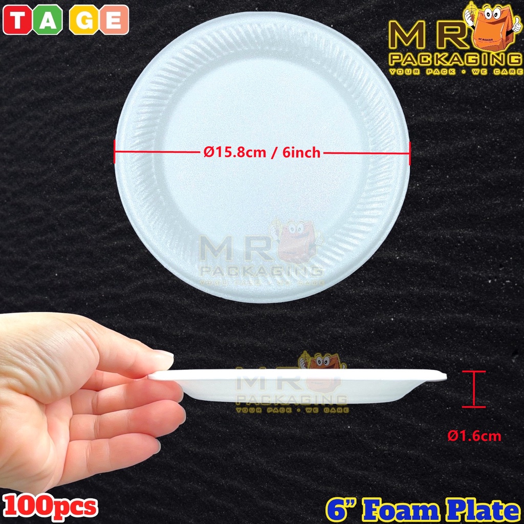 Polystyrene 6" Foam Plate [ 100pcs± ] Polistrin Piring - Polisterin ...