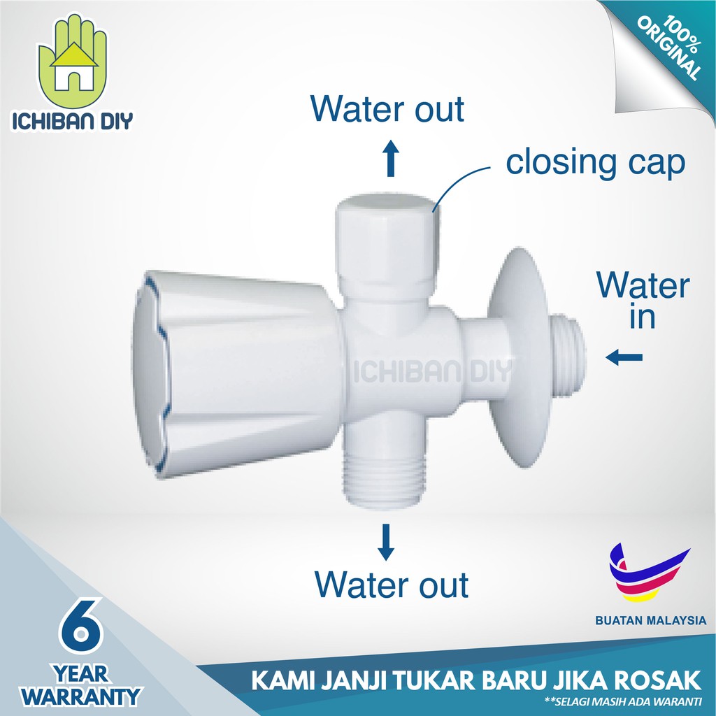 Watertec 2 Way Stop Valve RA2T M601B Stopcock Toilet Pipe Injap ...