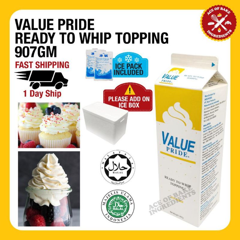 Value Pride Ready to Whip Topping Cream 907gm | Shopee Malaysia