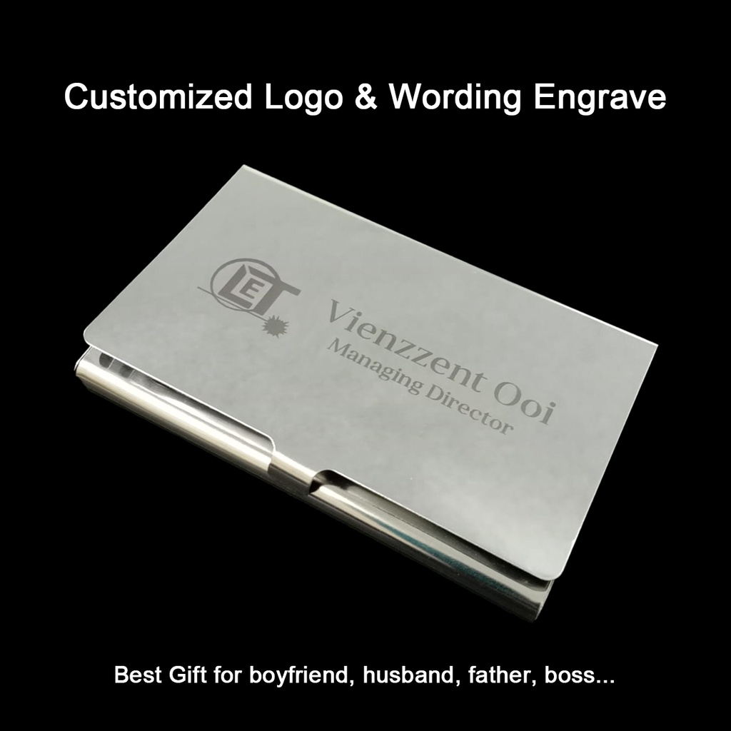 CUSTOM MADE ENGRAVING Personalized Stainless Steel Business Card Holder ...