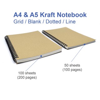 100pages 200pages Craft Notebook A4 A5 Spiral Wire O Planner Journal ...