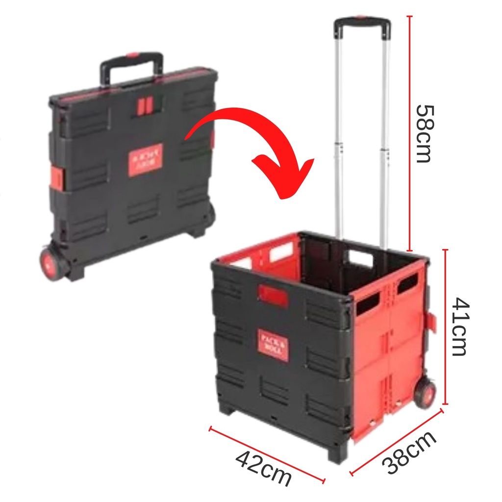 PRO-T PVC Foldable Shopping Trolley Four-Wheeled Trolley Hand Cart ...