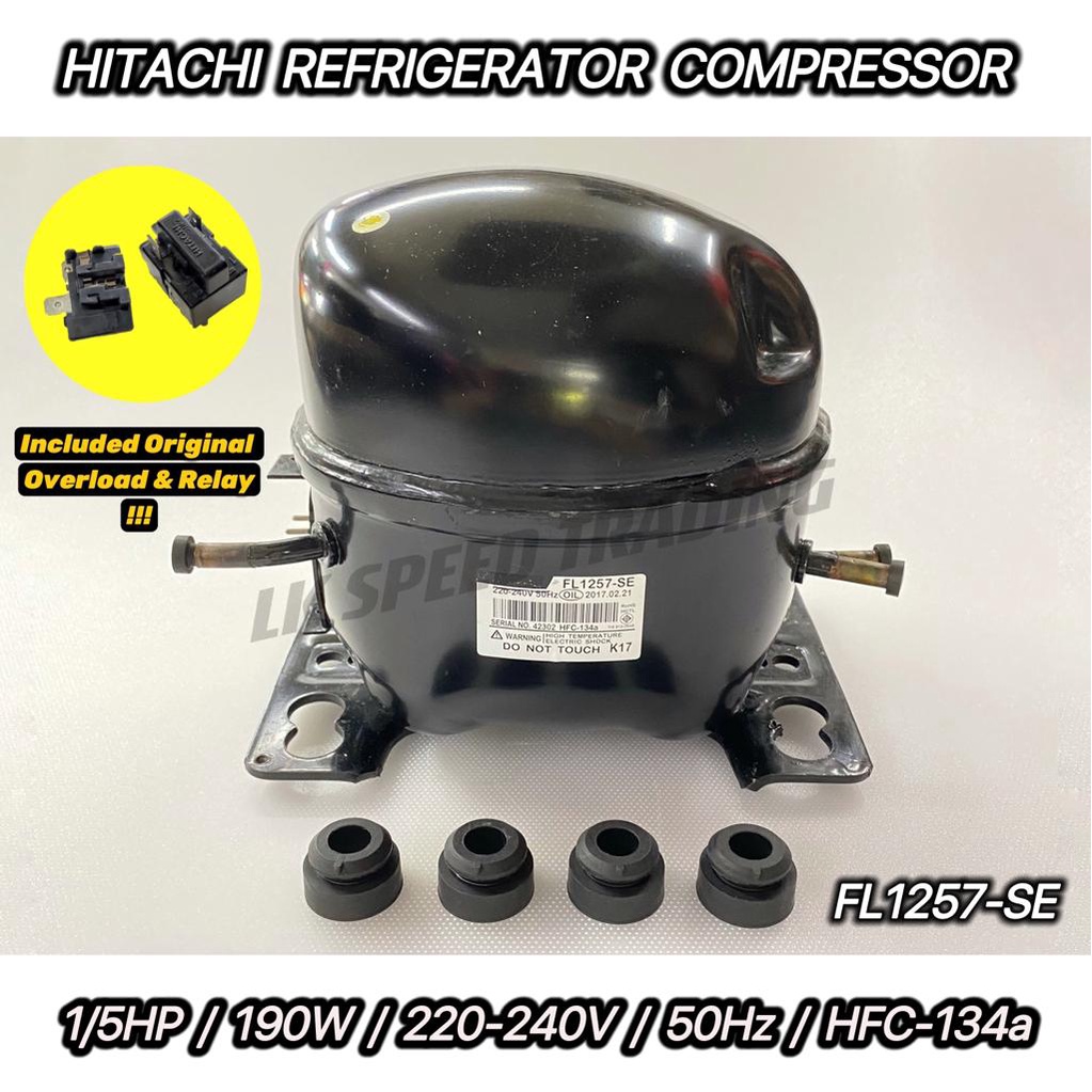 HITACHI FL1257-SE 1/5HP REFRIGERATOR COMPRESSOR WITH INCLUDED ORIGINAL ...