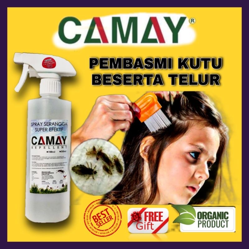 Ubat Kutu Bebas Racun Camay Repellent Spray Kutu Rambut Lice Hair
