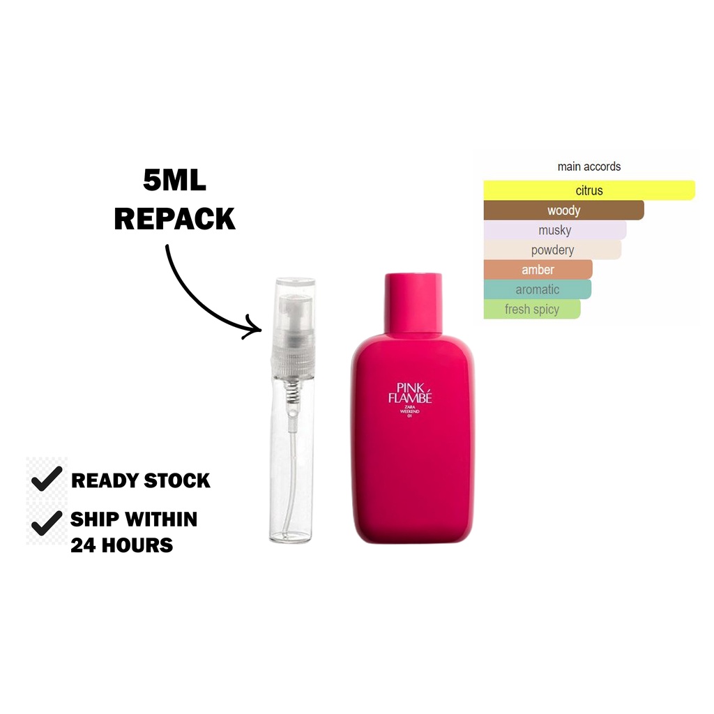 ORIGINAL ZARA PERFUME PINK FLAMBE EDT REPACK TESTER 5ML | Shopee Malaysia