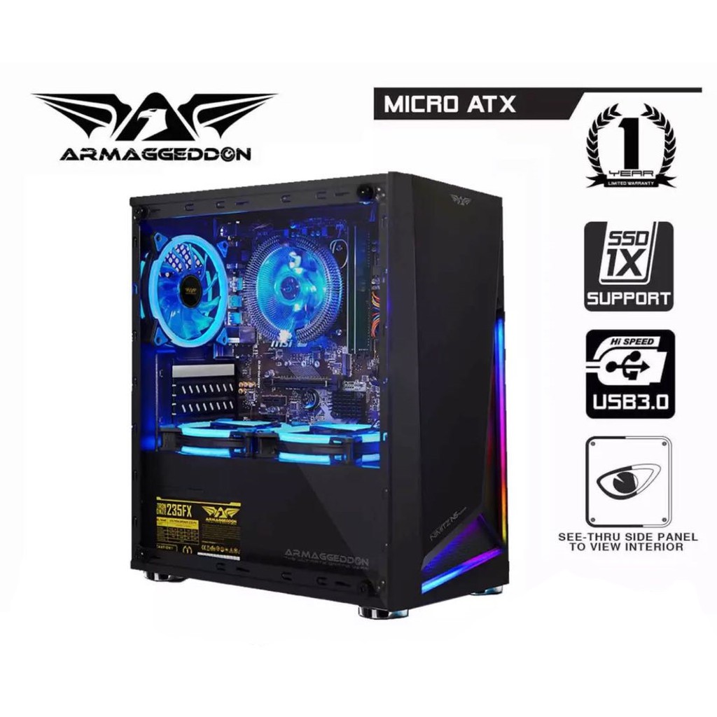Armaggeddon Nimitz N5 Aurora Micro ATX Gaming PC Case (Only White Color ...