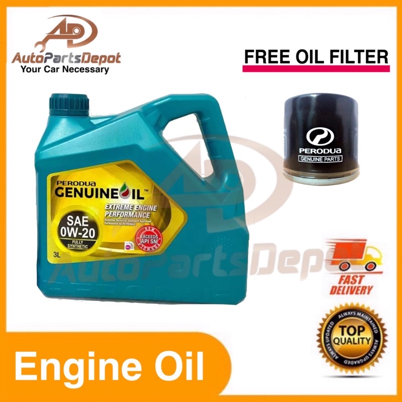 Perodua Fully Synthetic Engine Oil 0W-20 3L - Perodua Axia | Shopee ...