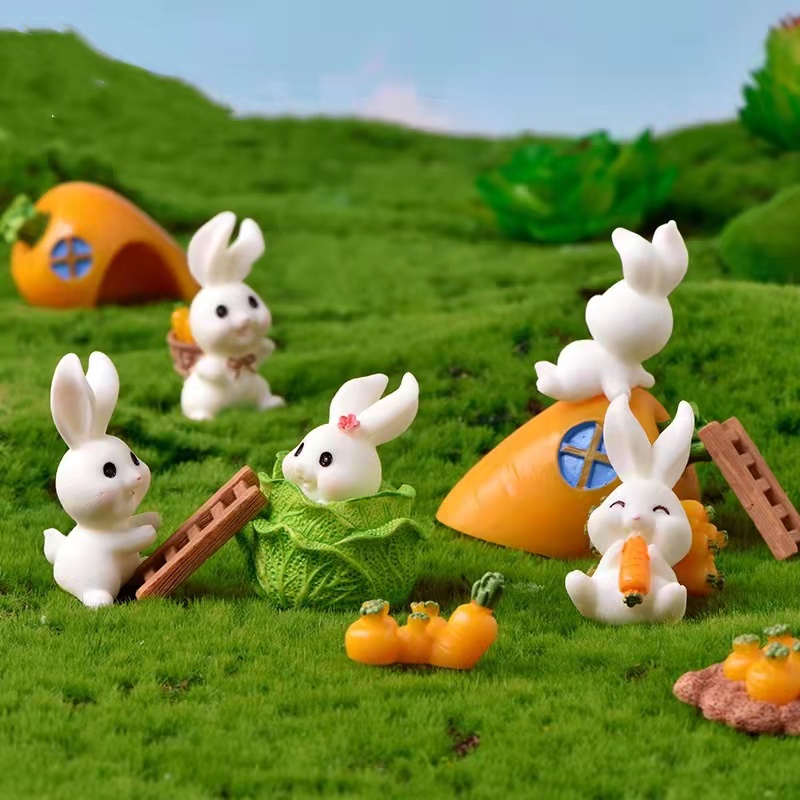 Rabbit Paradise Micro landscape Decoration Cute Cartoon Animal Carrot ...