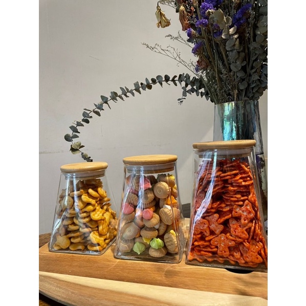 Pyramid Bamboo Glass Jar (Airtight) | Shopee Malaysia