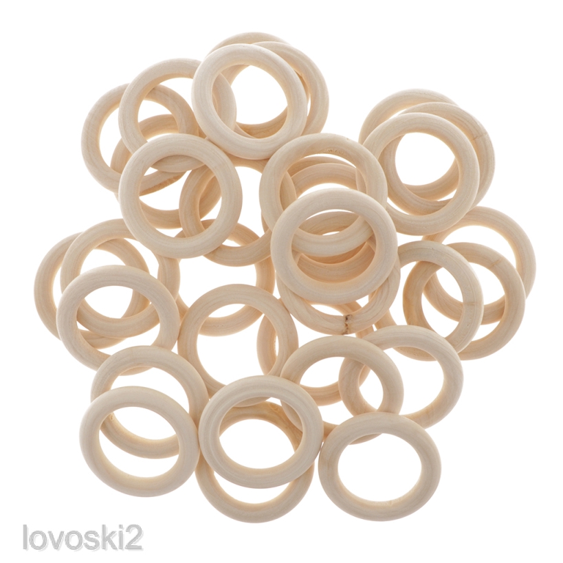 [lovoskiacMY] 20/40pcs Natural Unpainted Round Wood Wooden Loop For Toy ...
