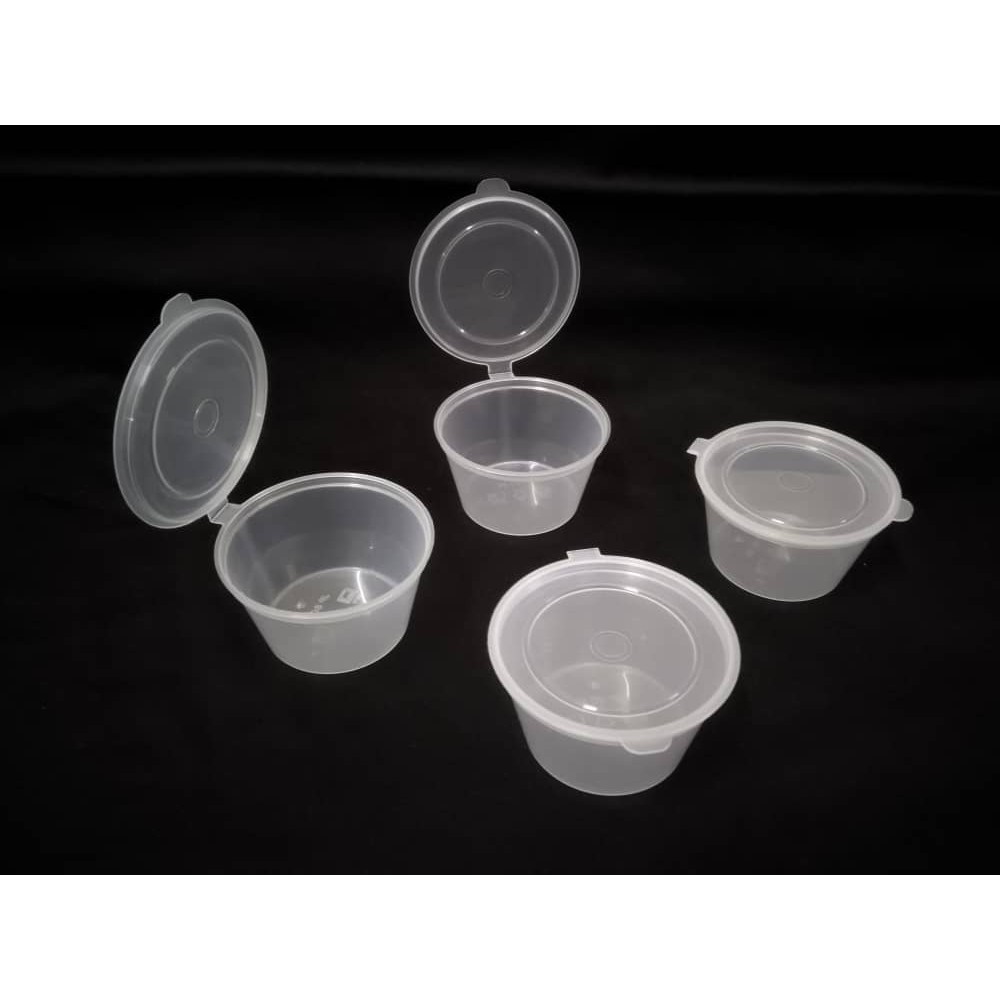 2oz / 50ml Small Plastic Round Container Hinged Lid / Bekas Plastik ...