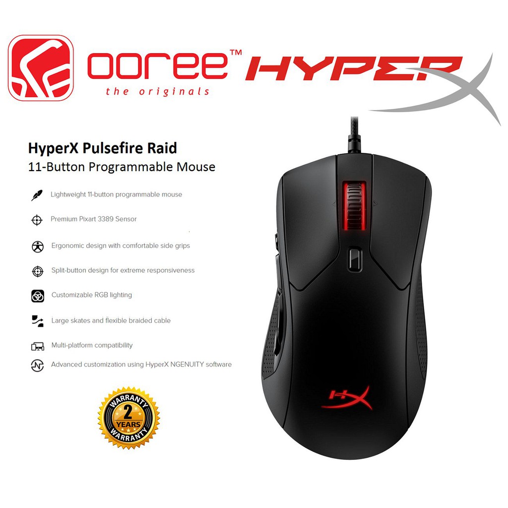 HYPER-X HYPERX PULSEFIRE RAID 11-BUTTON PROGRAMMABLE BUTTON WIRED ...