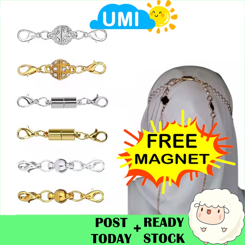 READY STOCK UMI (FREE MAGNET) Hijab Magnet Mask Chain Extensions Metal ...