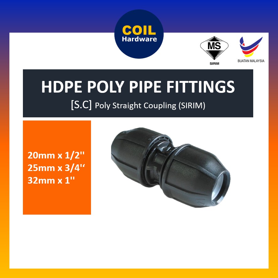 🔆COIL x HDPE POLY STRAIGHT COUPLING SOCKET 20MM - 32MM(SIRIM) | Shopee ...