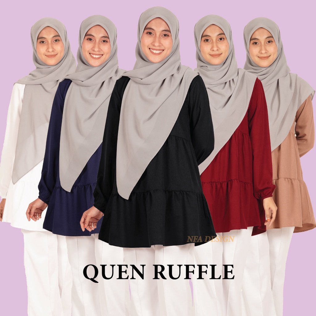 QUEN RUFFLE.BLOUSE MUSLIMAH.BLOUSE LABUH.BLOUSE RUFFLE | Shopee Malaysia
