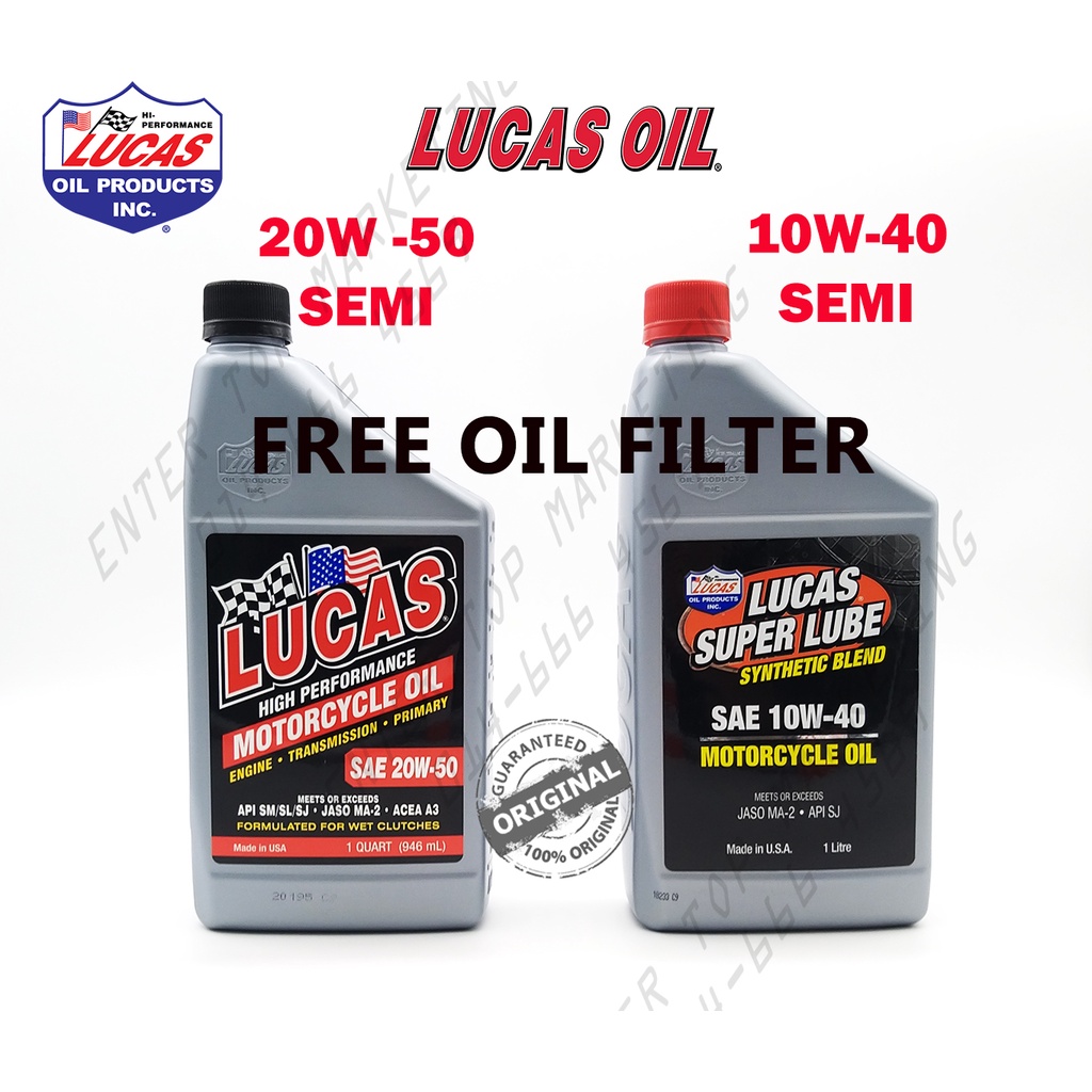Lucas oil SAE 20W50 10w40 semi MINYAK HITAM motorcycle oil Y15 LC135 ...