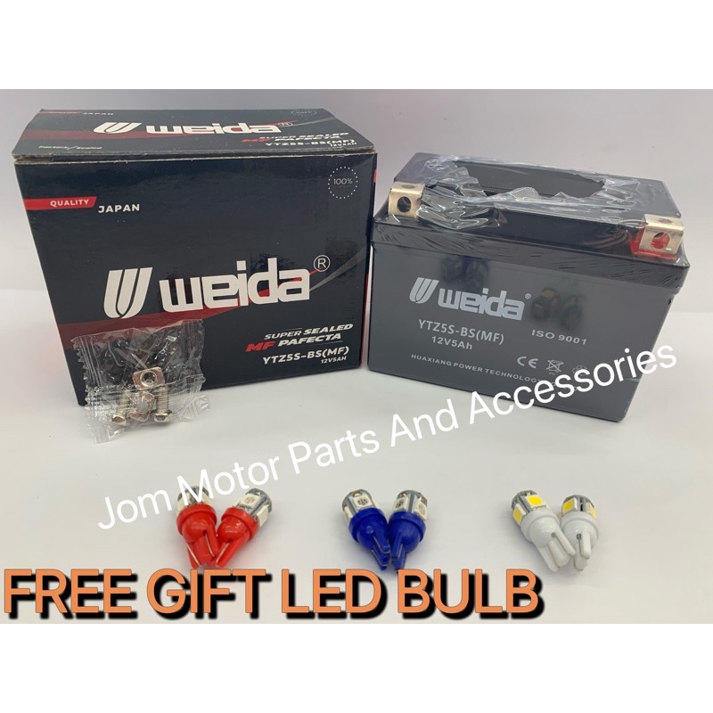 WEIDA YTZ5 YTZ5S-BS BATTERY HONDA W125 W100R BEAT DASH FUTURE-FI YAMAHA ...