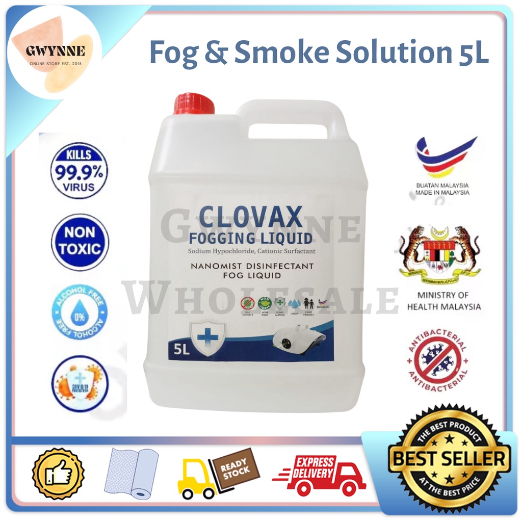Clovax Fog & Smoke Liquid Solution 5Ltr Atomized Fogging Liquid Non Alcohol UFO Fogger Machine ...