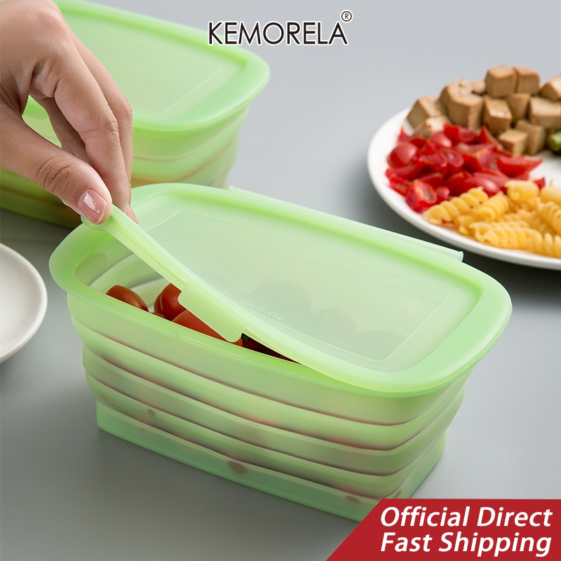 Silicone Folding Lunch Box for Storing Vegetables and Fruits Container ...