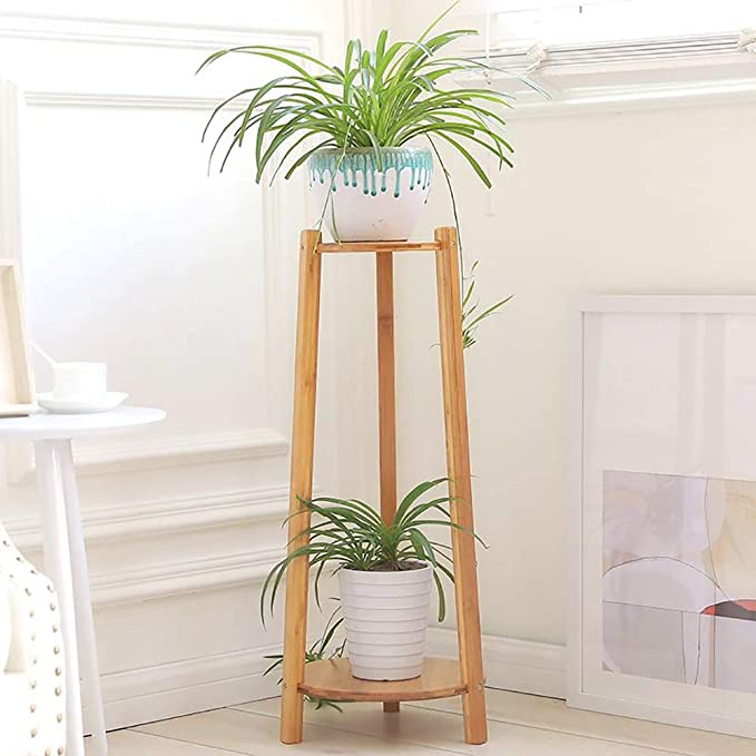 2 Tier Flower Pot Base Living Room Wooden Rack Plant Stand Shelf ...