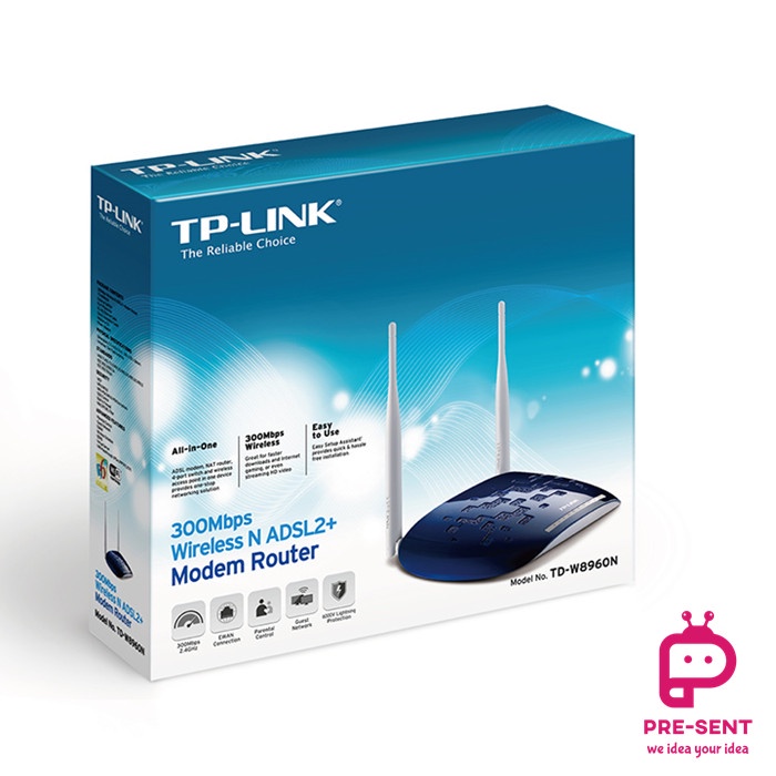 (Stock Clearance) TP-Link W8960N 300Mbps Wireless N ADSL2+ Modem Router ...