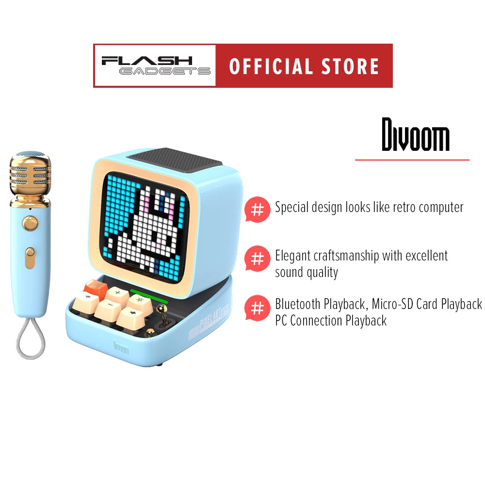 Divoom Ditoo-Mic Retro Pixel Art Game Bluetooth Speaker Microphone ...