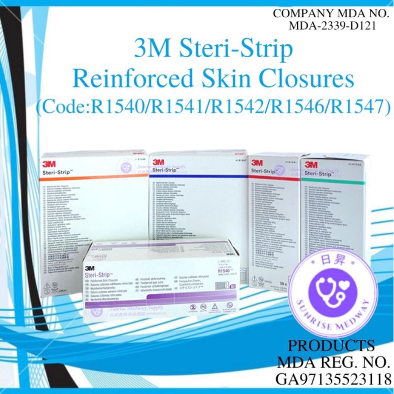 3M Steri Strip Reinforced Skin Closures, 50 env/box (Code:R1540/R1541 ...