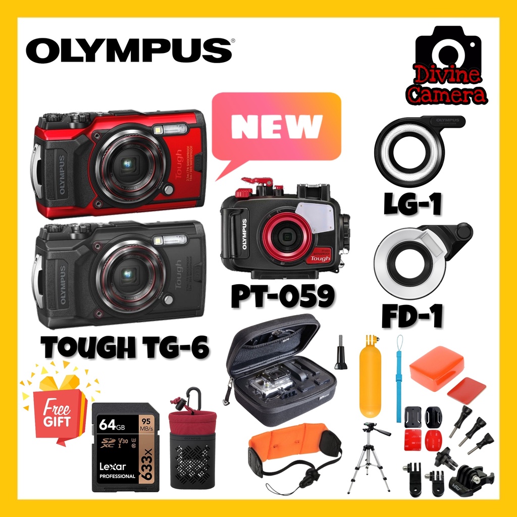 Olympus Tough TG-6 with Olympus PT-059 Underwater Casing Olympus FD-1 Flash Diffuser Olympus LG ...