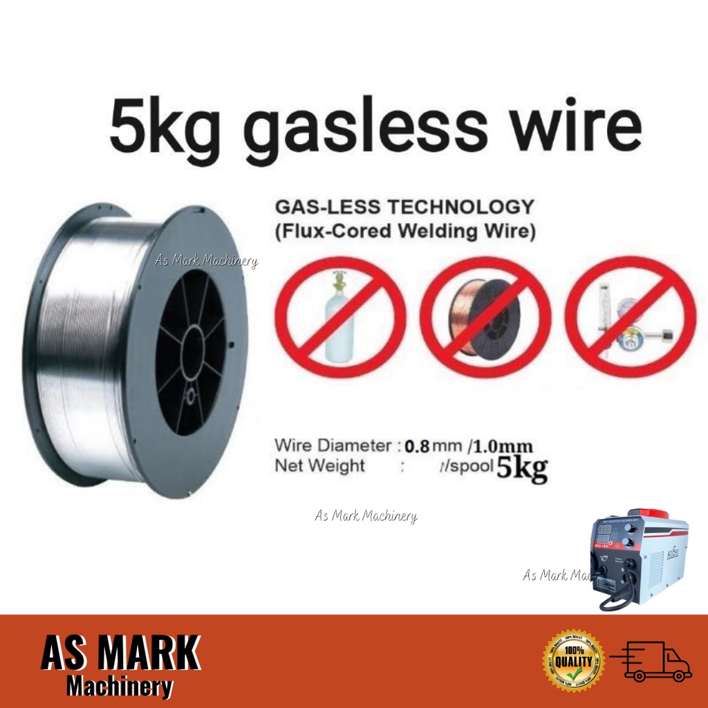 Mig Gasless Wire 5KG 0.8mm / 1.0mm 1 Roll Flux-Cored MIG Welding Wire 5KG (Silver) | Shopee Malaysia